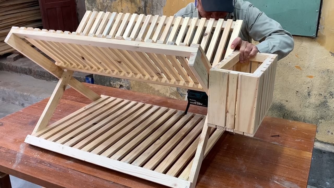 How To Build A Dish-drying Rack With The Simplest Way From Wood Chips ...